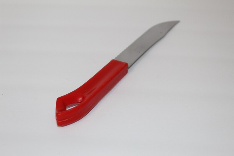Vintage Red Quikut Quikkle Stainless Serrated Butcher Knife - Etsy