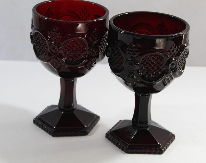 2 Vintage Avon Cape Cod Ruby Red Water Goblets, Royal Ruby Red 1876 ...