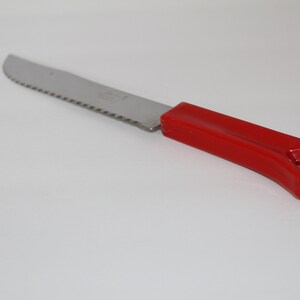 Vintage Red Quikut Quikkle Stainless Serrated Butcher Knife - Etsy