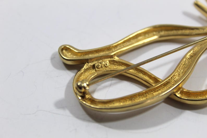 1990s Fernando Original Cat Brooch, Goldtone Green Eyed Cat Pin Clip ...