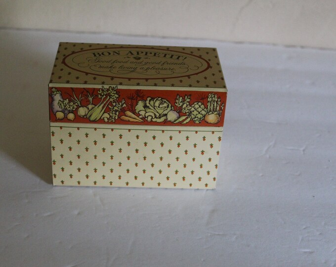 Vintage Hallmark Bon Appetit Recipe Box, Retro Tin Metal Box Made in ...