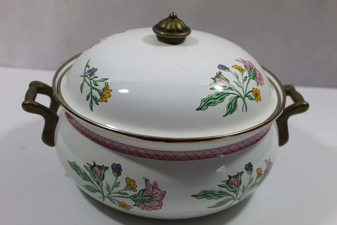 1970s Tabletops Unlimited Dar Collection Floral Porcelain Enamel on ...