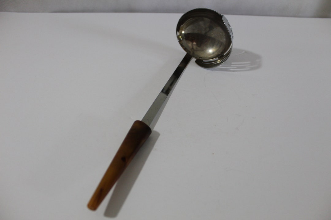 Vintage Strainer Ladle Butterscotch Bakelite Handled Stainless Steel ...