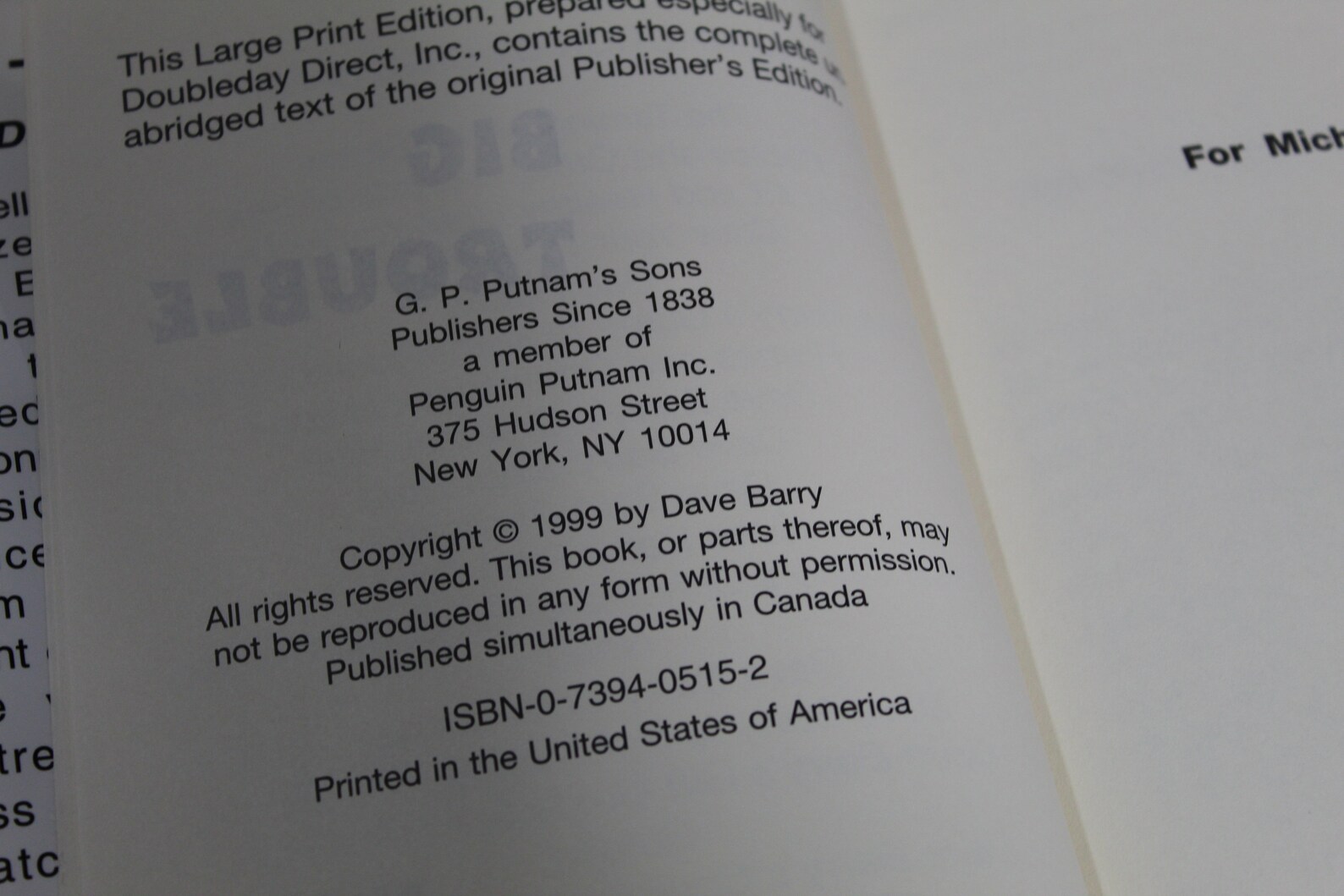 1999 Dave Barry Big Trouble Hard Cover Book With Dust Jacket - Etsy