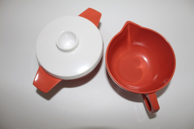 Melmac Durawear Cream & Sugar Set, Pastel Pink Salmon Colored Melamine ...