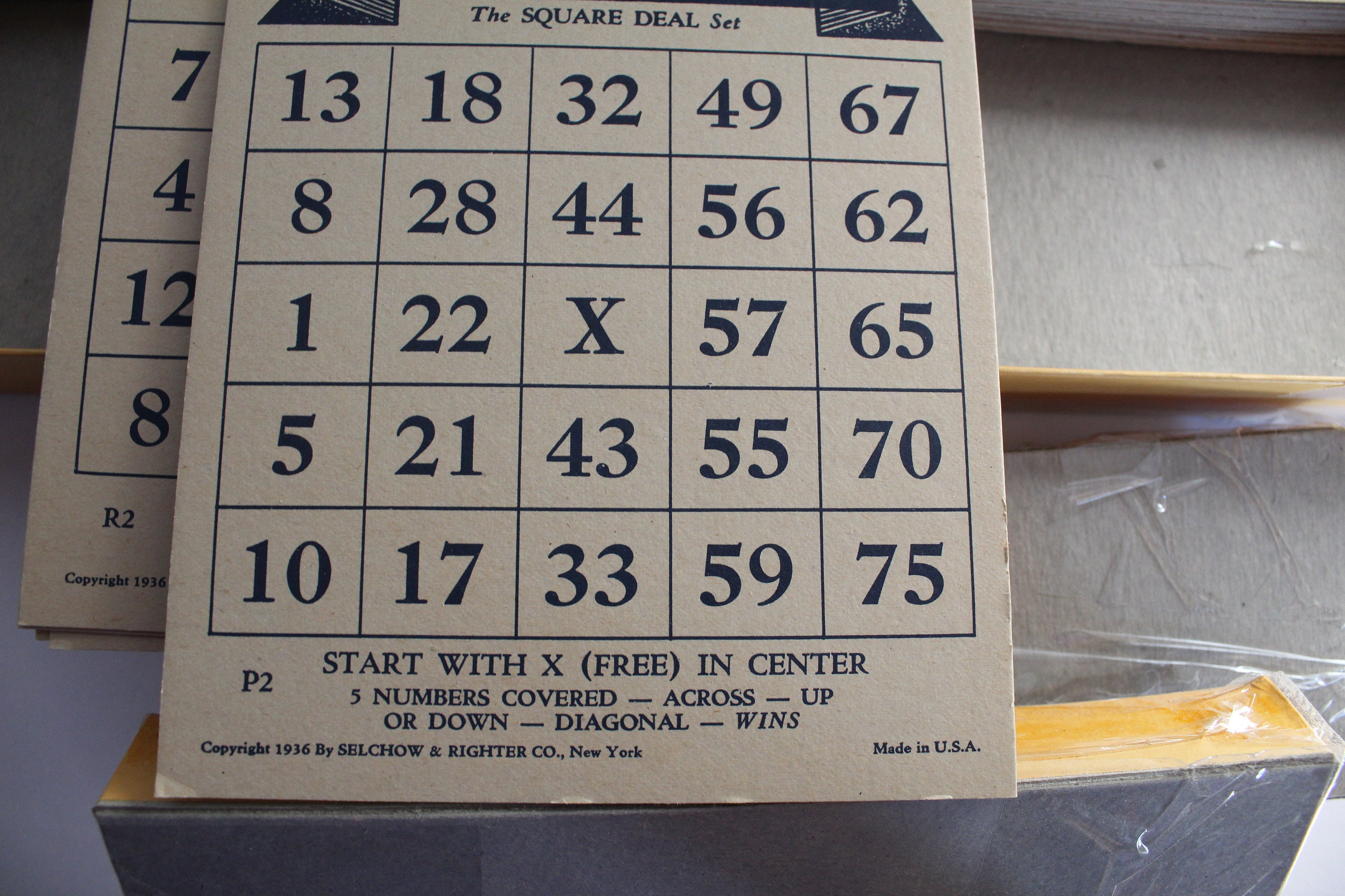 1936 Bingo the Square Deal Selchow & Righter Game, Original Box and ...