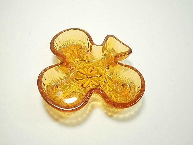 Vintage Tiara Amber Sandwich Glass Bridge Dish Club Shape - Etsy