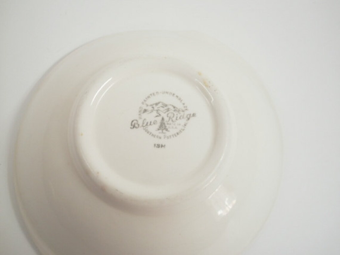 Vintage Blue Ridge Pottery Lug Bowl, Hand Painted Skyline Style Bowl - Etsy