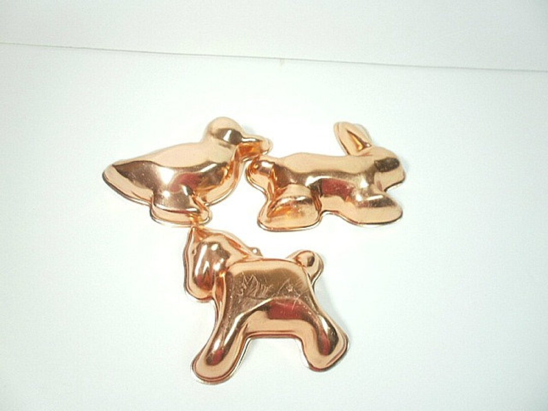 3 Mini Copper Molds Bunny Rabbit, Duck and Horse Miniature Molds , Cook ...