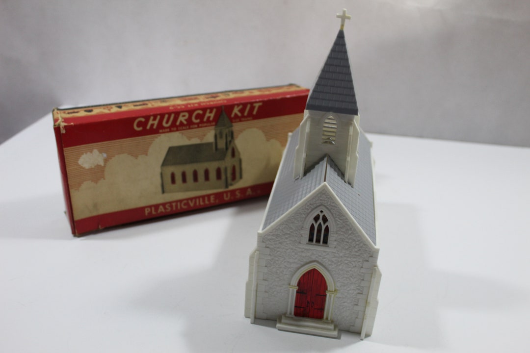 1950s Plasticville USA Church Kit in Original Box, CC-9 Steepled Church ...