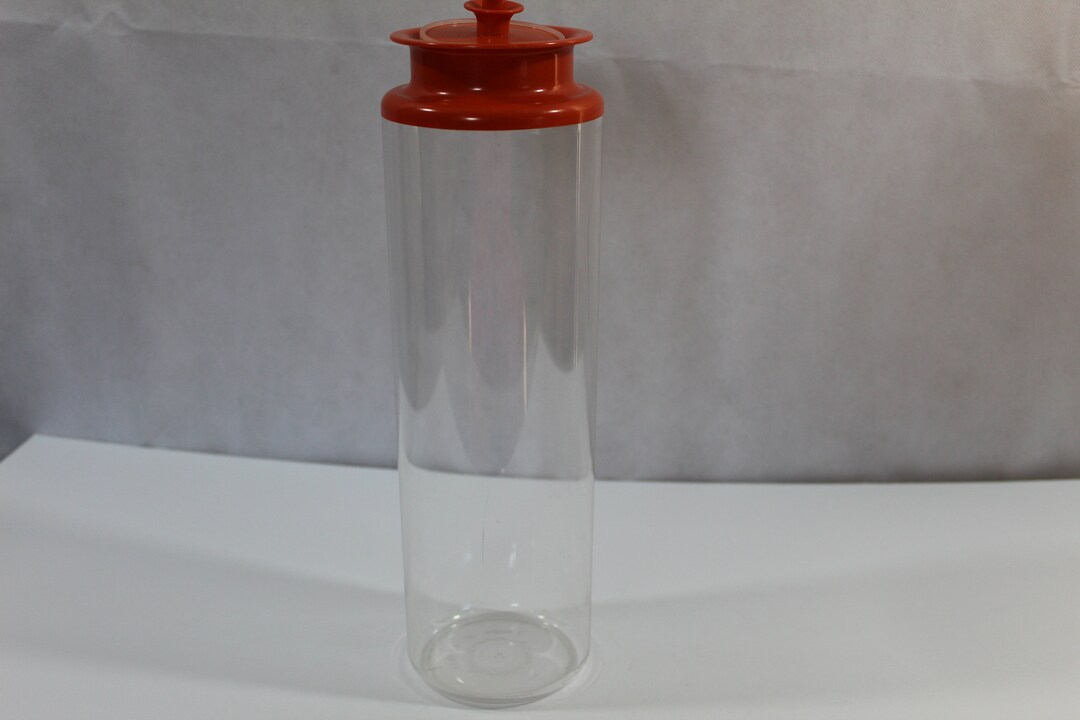 Vintage Orange Tupperware Round Acrylic Cylinder Pasta Storage 1486 ...