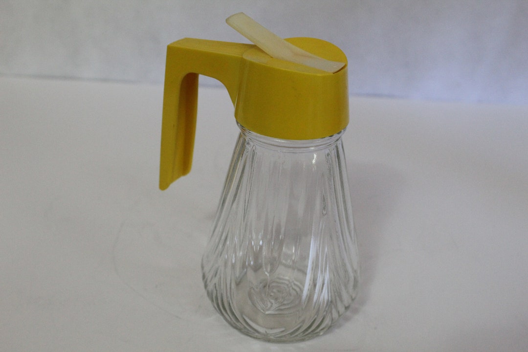 Vintage Glass Diner Style Maple Syrup Dispenser Sunshine Yellow Handle ...
