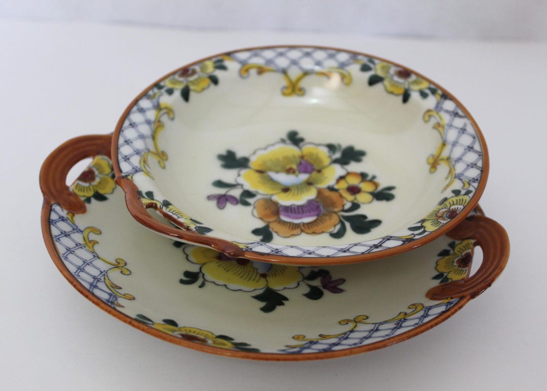 Noritake Hand Painted Plate and Bowl Set, Red Wreath M, Made in Japan ...