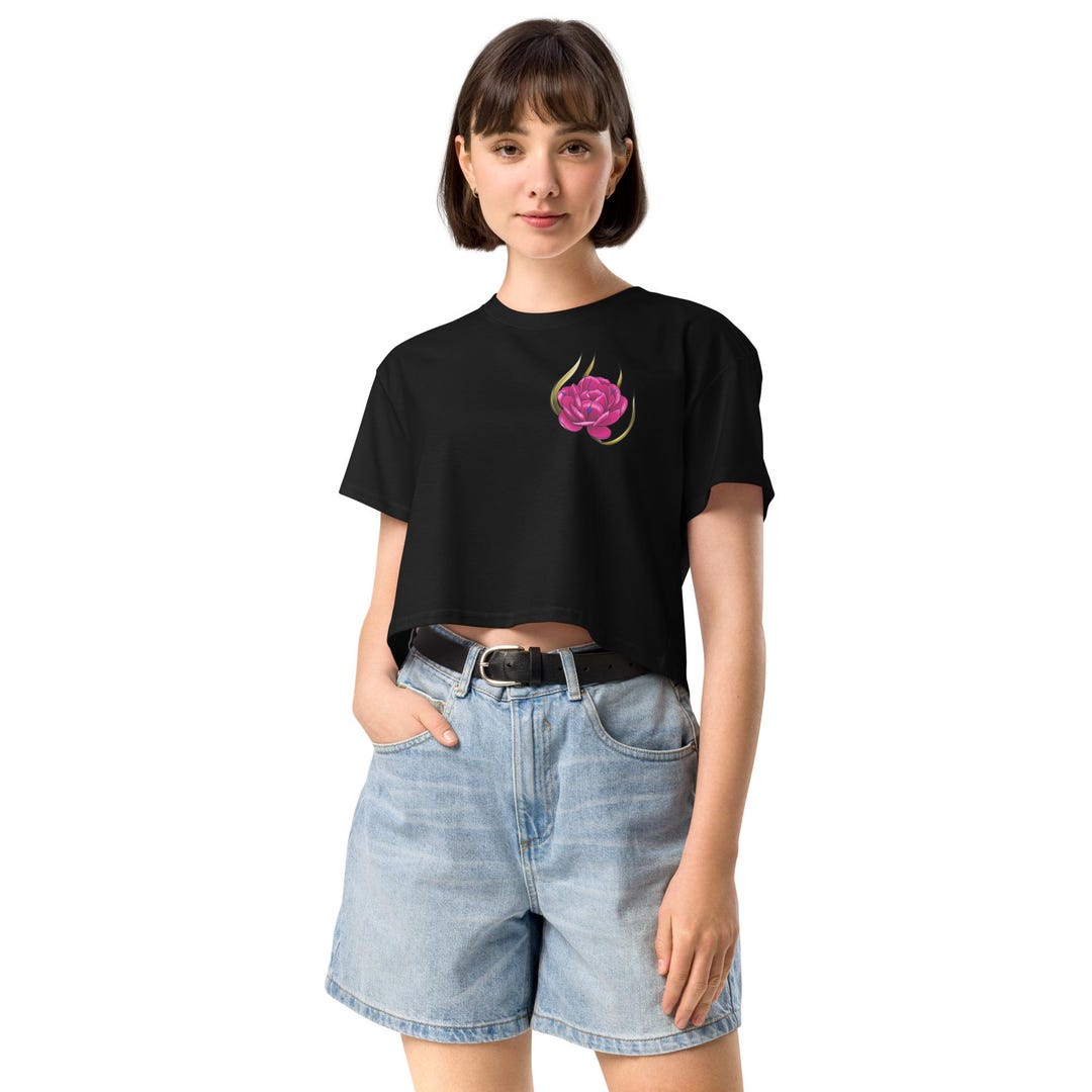 Gothic Rose Crop Top - A Bloom of Devotion | Back Print Alt Shirt ...