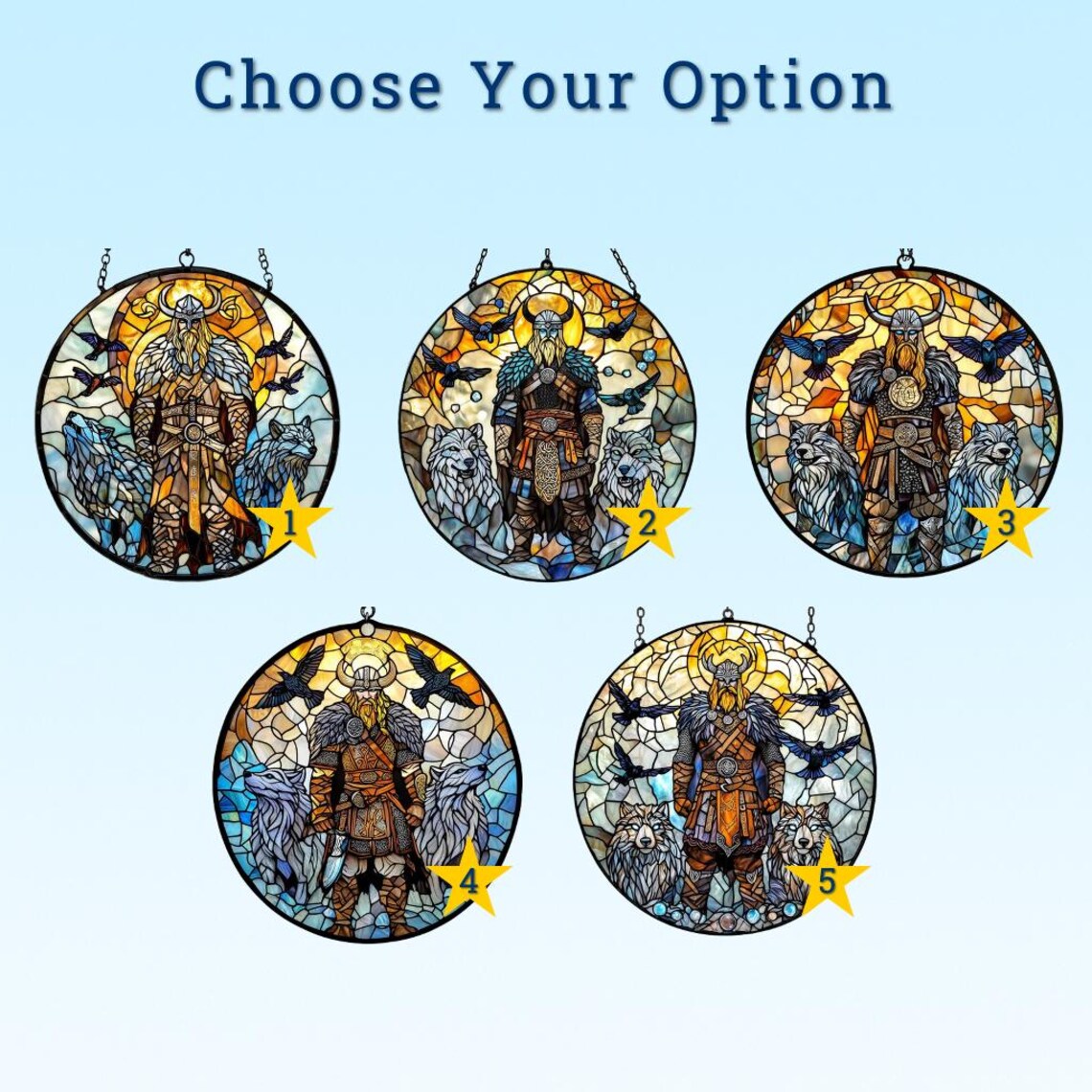 Viking Norse Odin Glass Suncatcher Faux Stained Glass Window Ornament ...