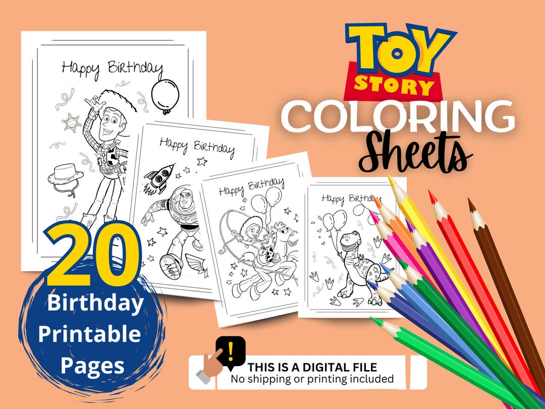 Toy Story Coloring Pages: Birthday Party Activity (PDF Download) - Etsy