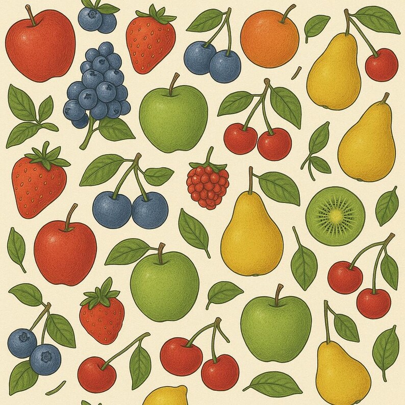 Seamless Fruit Wallpaper | Vibrant Fruit Pattern Wall Mural | Printable ...