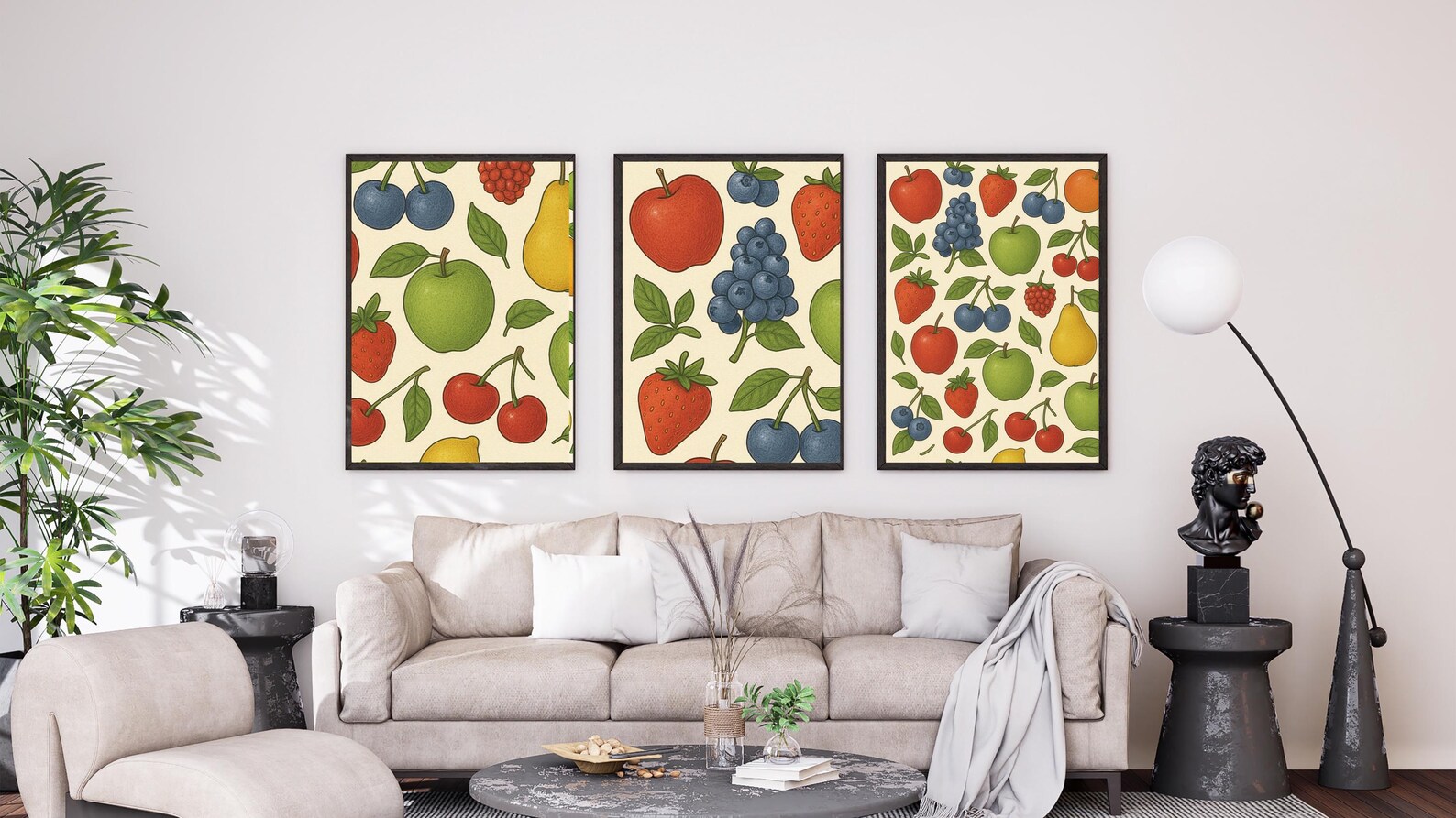 Seamless Fruit Wallpaper | Vibrant Fruit Pattern Wall Mural | Printable ...