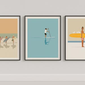 Beach Surfboard Poster – Sea Poster- Minimalist Coastal Wall Art ...