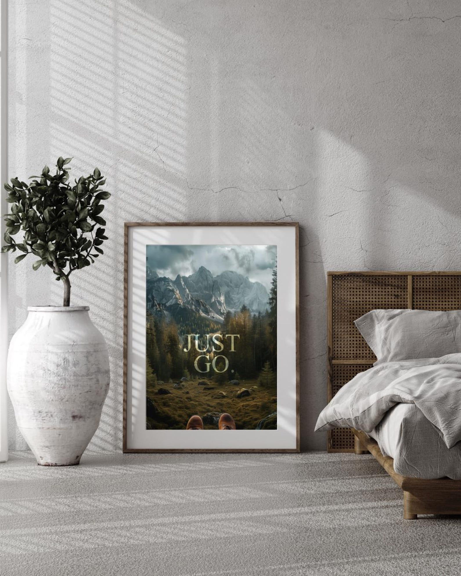 Mountain Adventure Print: Just Go Quote, Hiking Wall Art (digital or ...
