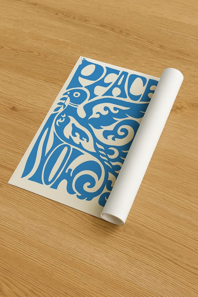 Peace Now Poster: 70s Retro Blue Dove - Boho Home Decor - Etsy
