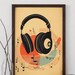 Retro Headphones Music Poster: Vintage Style Wall Art - Etsy