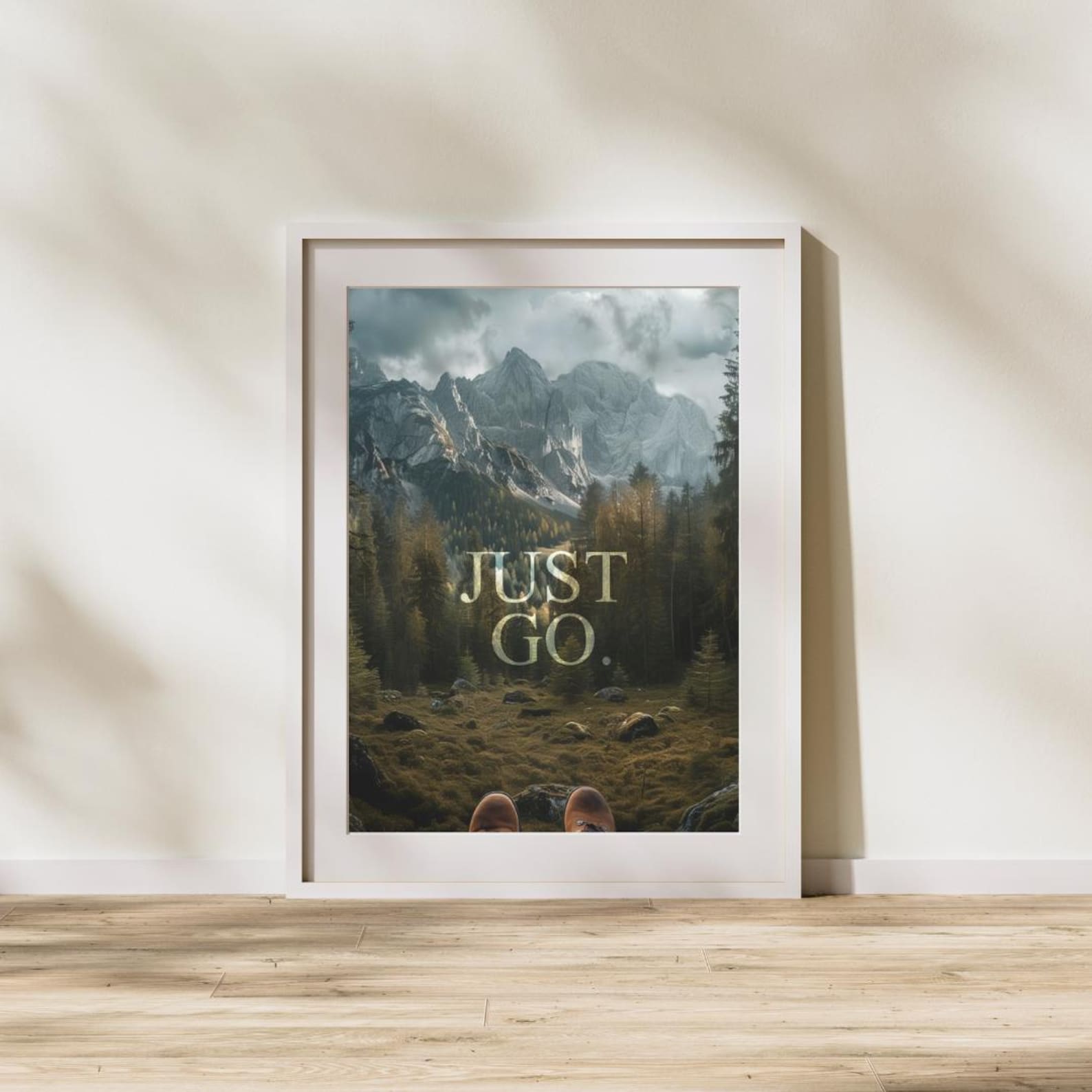 Mountain Adventure Print: Just Go Quote, Hiking Wall Art (digital or ...