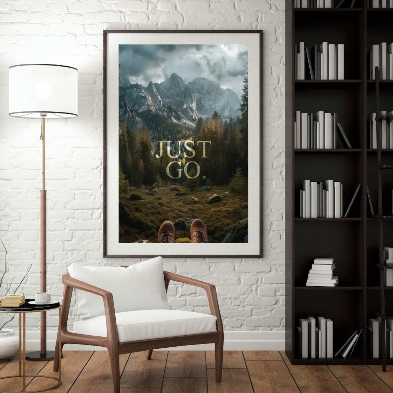 Mountain Adventure Print: Just Go Quote, Hiking Wall Art (digital or ...