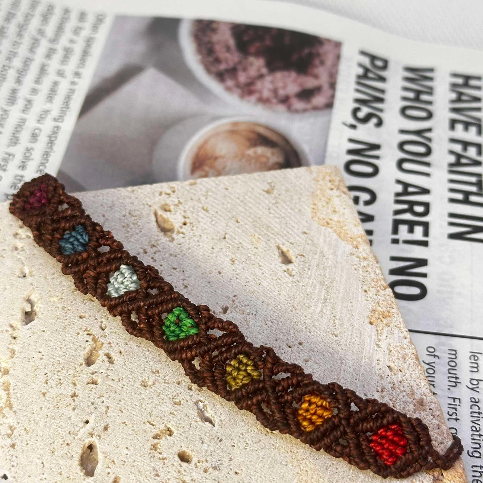 Chakra Macrame Bracelet Gift for Her – Adjustable Boho Bracelet With ...