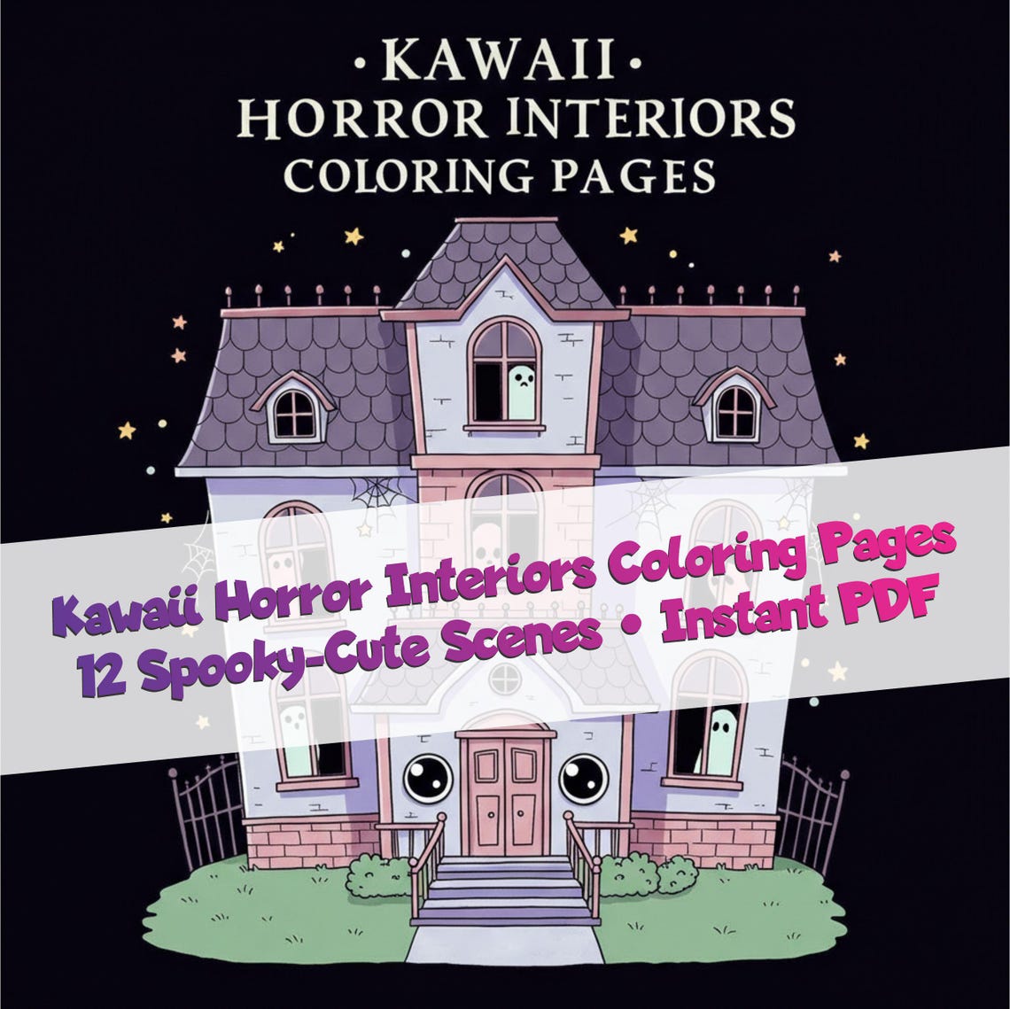 Kawaii Horror Interiors Coloring Pages • 10 Spooky‑cute Scenes ...