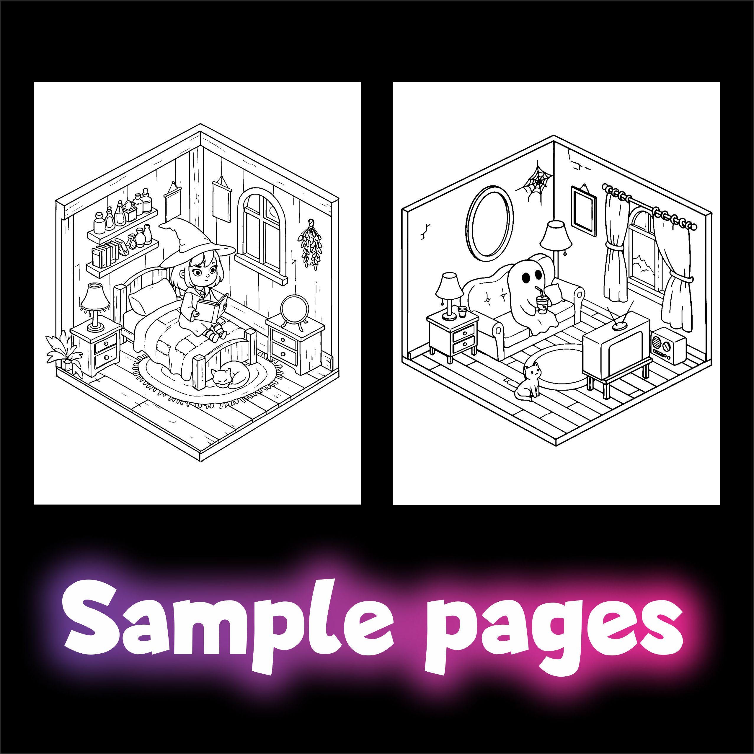 Kawaii Horror Interiors Coloring Pages • 10 Spooky‑cute Scenes ...