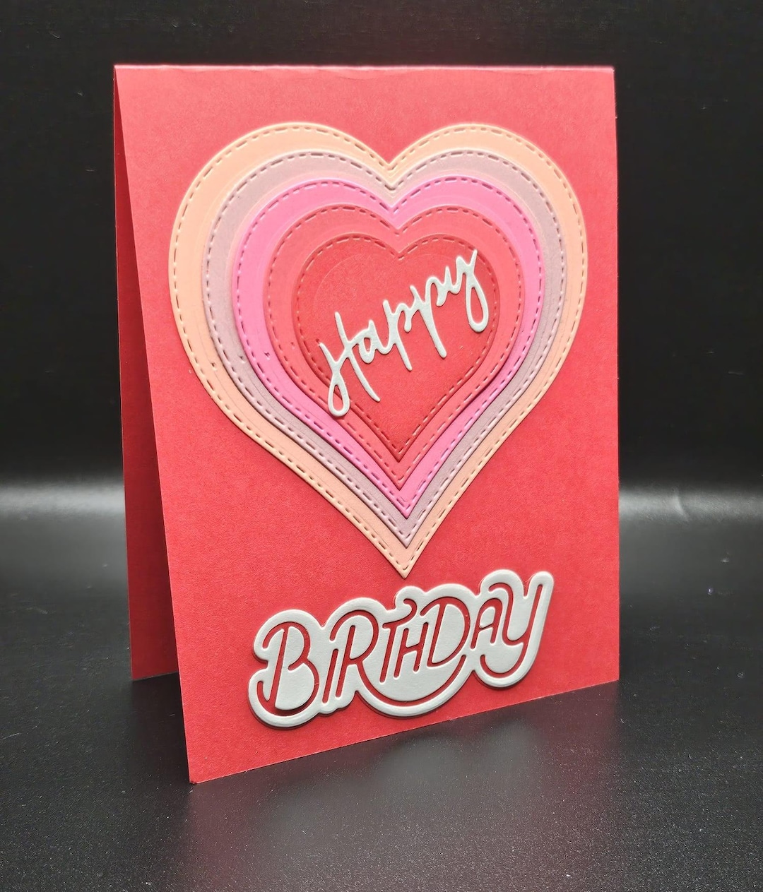 Handmade Red Heart Birthday Card - Etsy