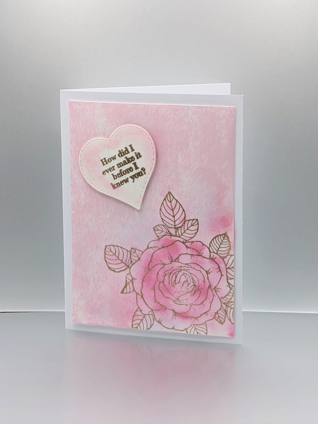Handmade Vintage Blush Rose Valentine's Day Card - Etsy
