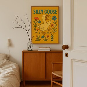 Silly Goose Printable Wall Art, Funny Goose Print, Nursery Wall Art ...