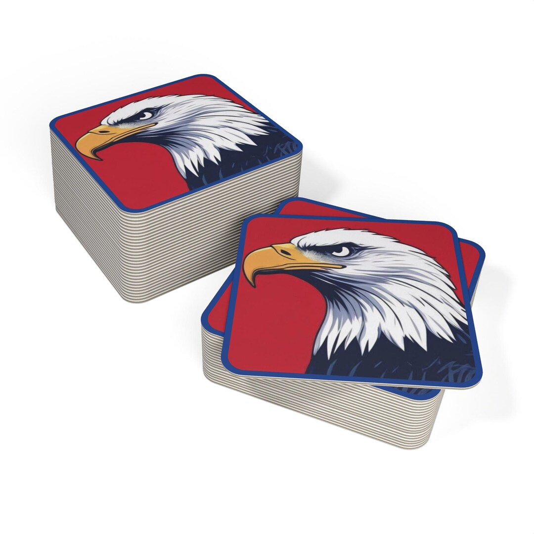 Patriotic Coasters Set (50 or 100 Pcs) | USA Bald Eagle 4th of July ...