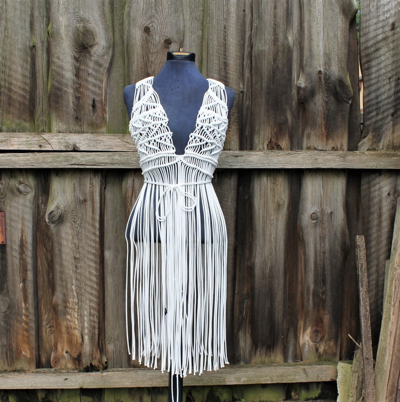 Robe Macramé Long Fringe Sleeveless Top Boho Chic Hippie - Etsy France