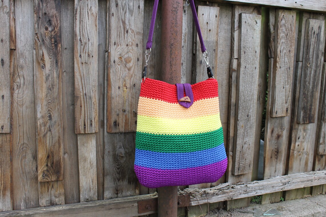 Crochet bag large tote bag multicolor | Etsy