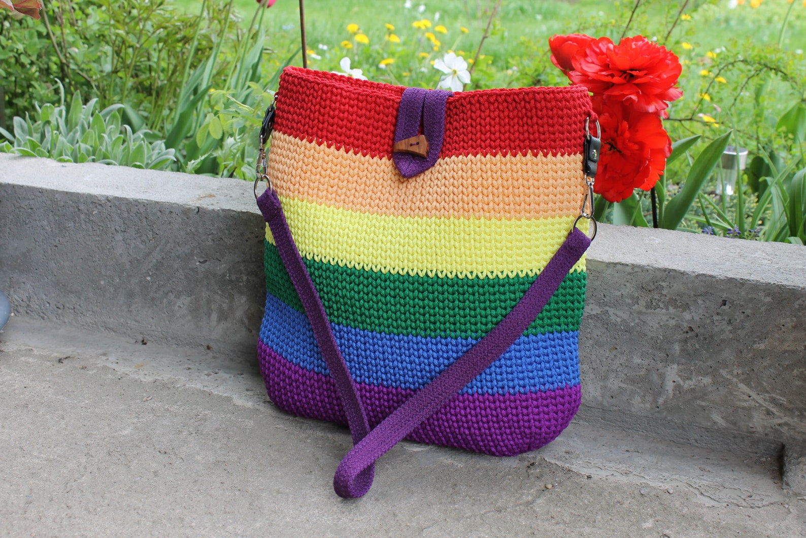 Crochet Bag Large Tote Bag Multicolor - Etsy