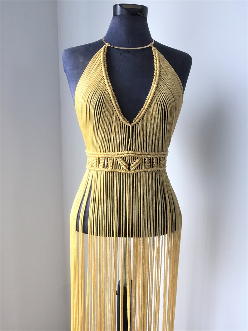 Macrame Dress Goddess- Long Fringe Sleeveless Top - Boho Chic - Hippie ...
