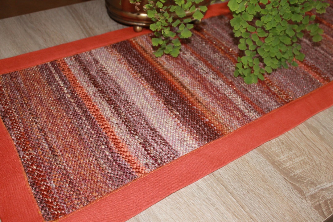 Handwoven Table Runner - Gift for Mom - Christmas Gift - Orange, Brown ...