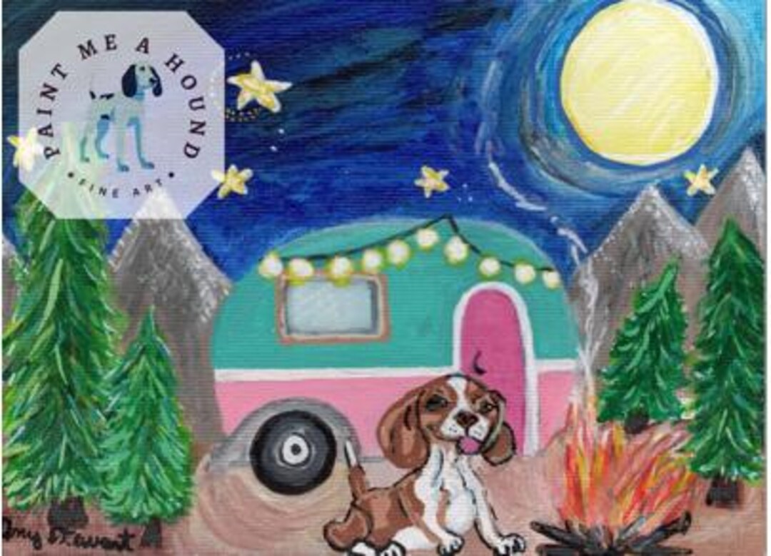 Beagle Mountain RV Camper Moonlight Original Painting 10.5x8.5 Art - Etsy