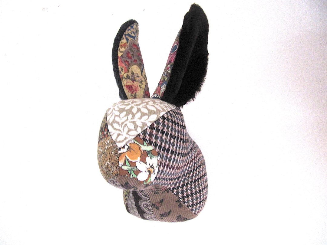 Patchwork Rabbit Hare Trophy Head/ Faux Taxidermy/wall Mount Rabbit ...
