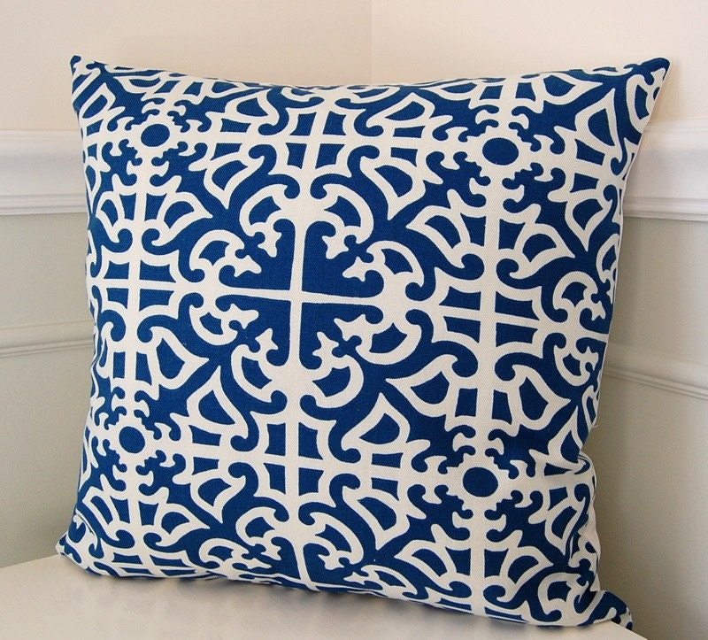 Blue Decorative Pillow Cover Blue Geometric Pillow Cover - Etsy