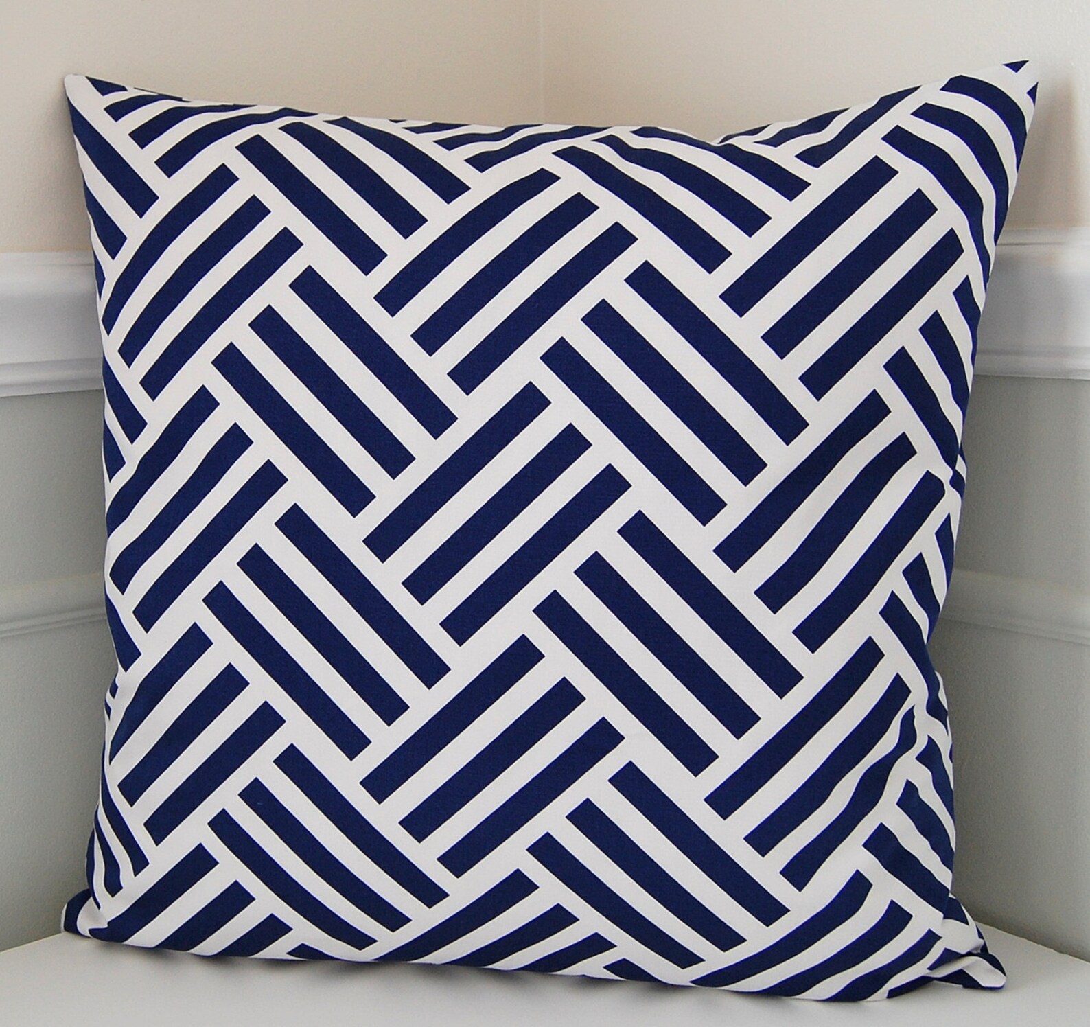 Navy Blue Pillow Cover Blue Geometric Throw Pillow | Etsy