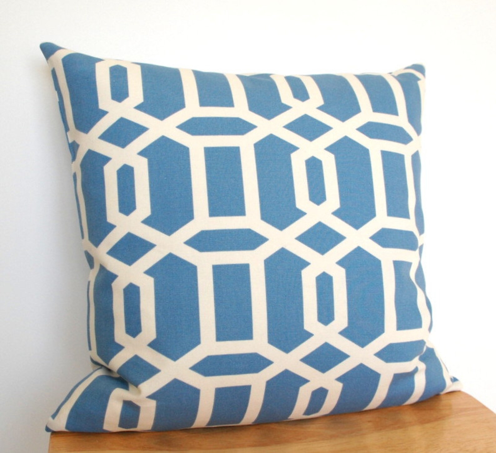Blue Geometric Pillow Cover Blue White Throw Pillow Blue | Etsy