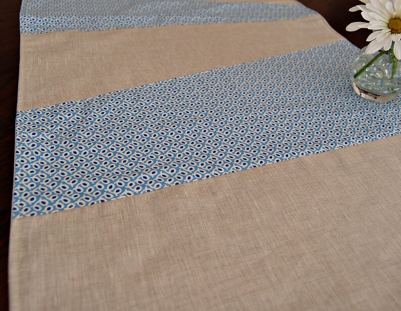 Linen Farmhouse Table Runner Blue Linen Table Runner 16x38 | Etsy