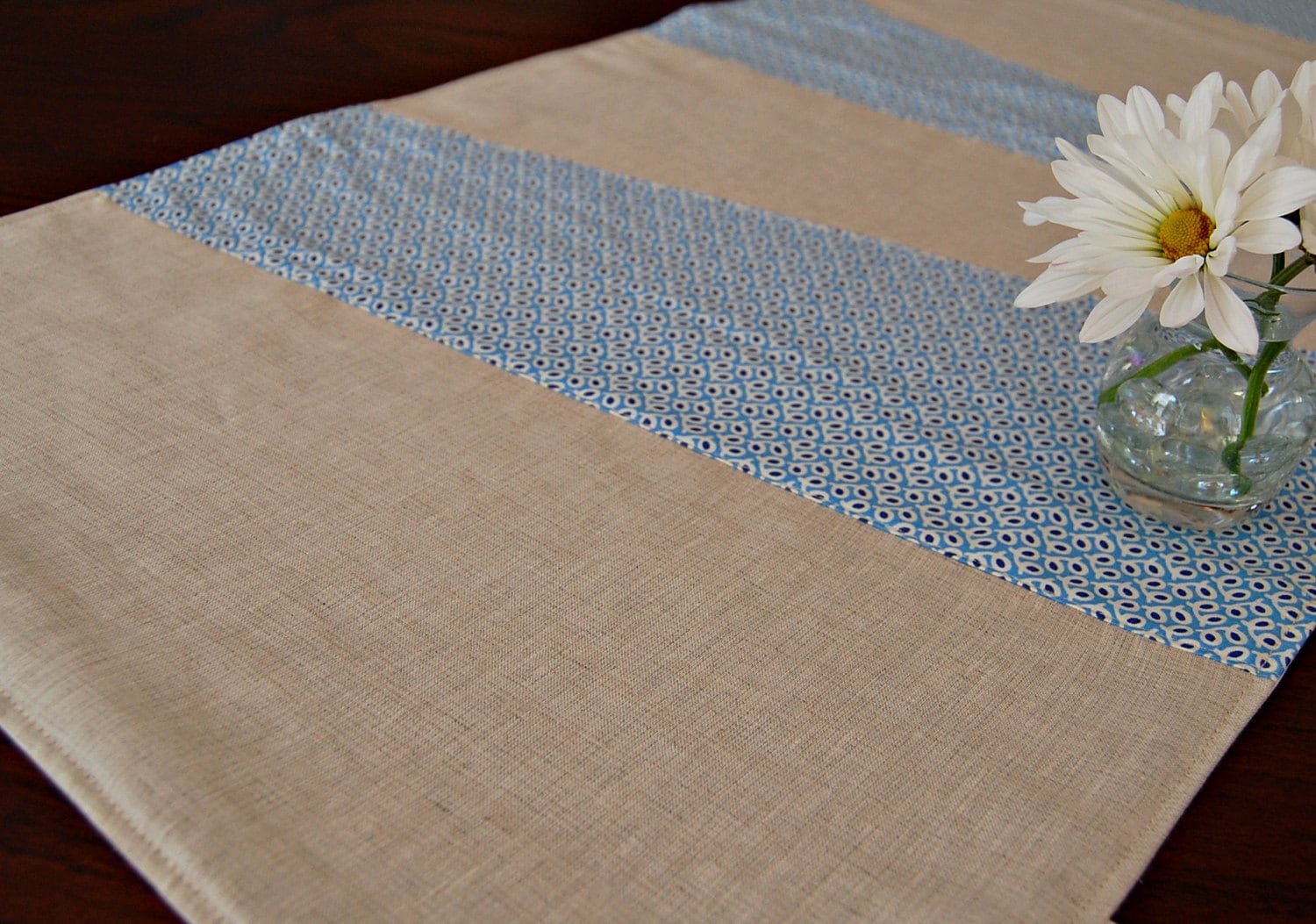 Linen Farmhouse Table Runner Blue Linen Table Runner 16x38 | Etsy