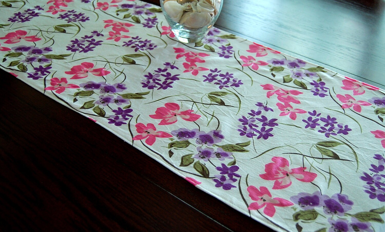 Pink Floral Table Runner Summer Table Runner Purple Floral | Etsy