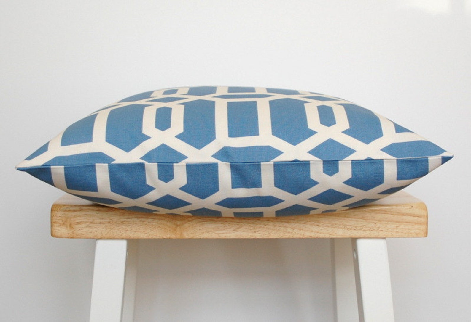 Blue Geometric Pillow Cover Blue White Throw Pillow Blue | Etsy