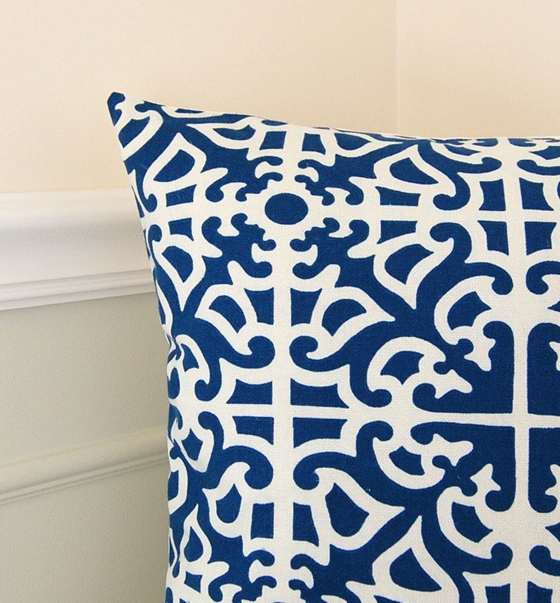 Blue Decorative Pillow Cover Blue Geometric Pillow Cover - Etsy